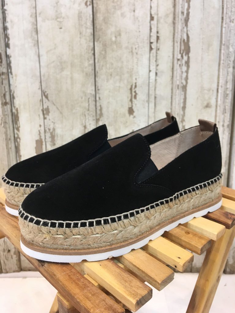 sort espadrillos i skinn - MioTrend