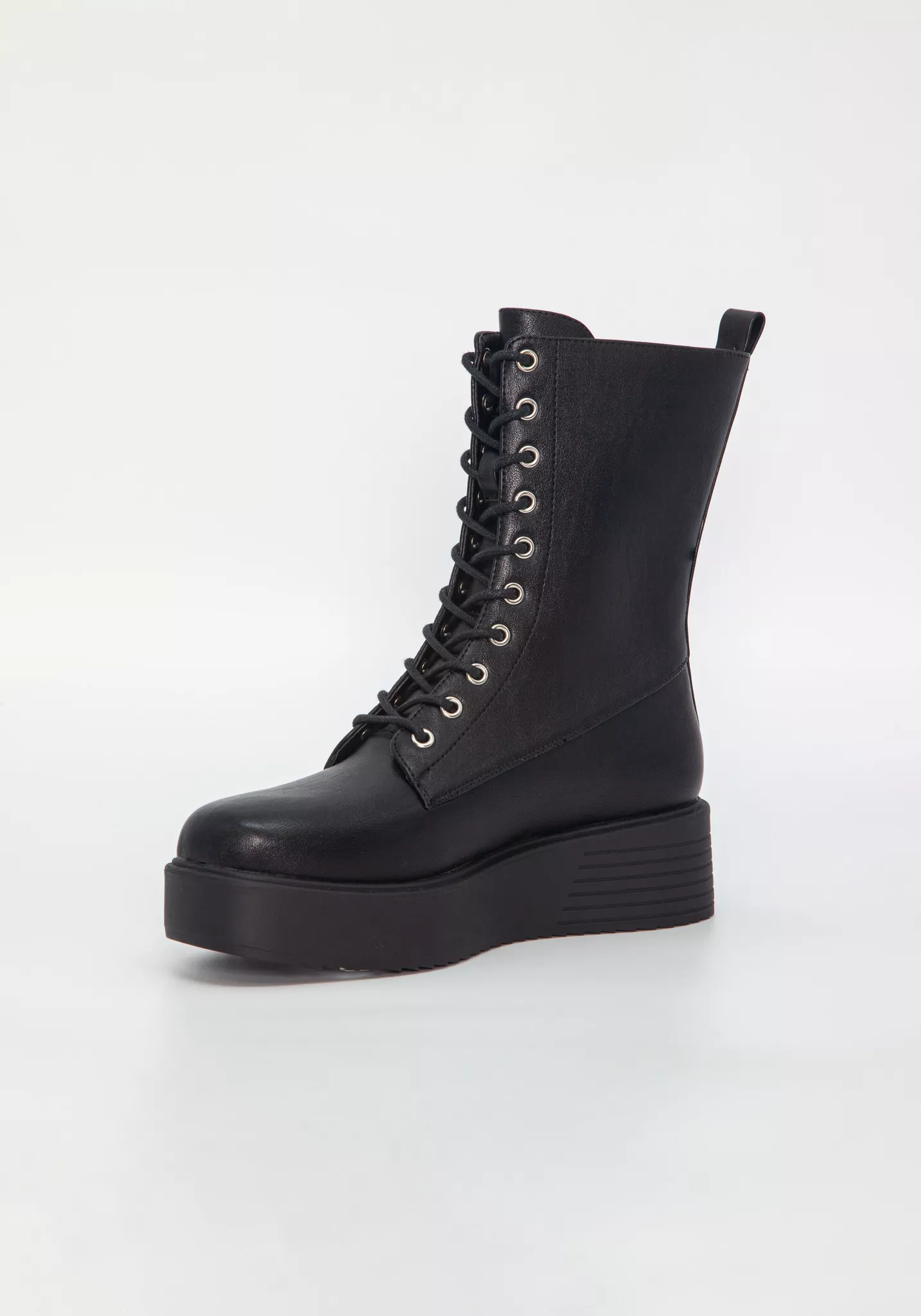 sorte snøreboots med platå - MioTrend
